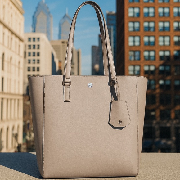 Tory Burch | Bags | New Tory Burch Robinson Large Tote Gray Heron ...